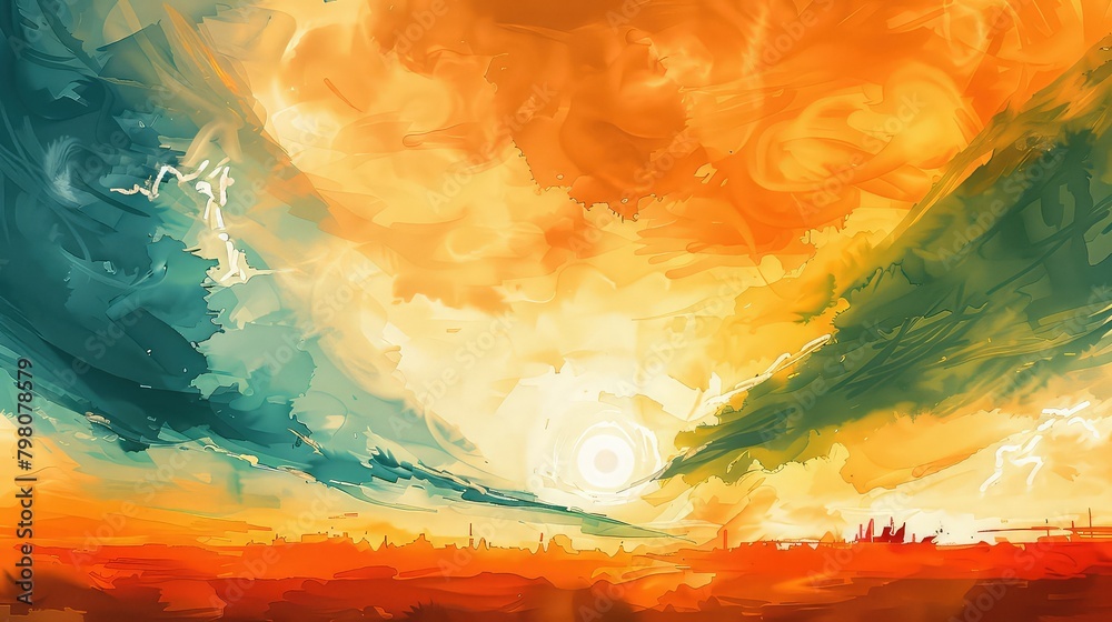 Orange and green color powder splash. Concept for India independence ...