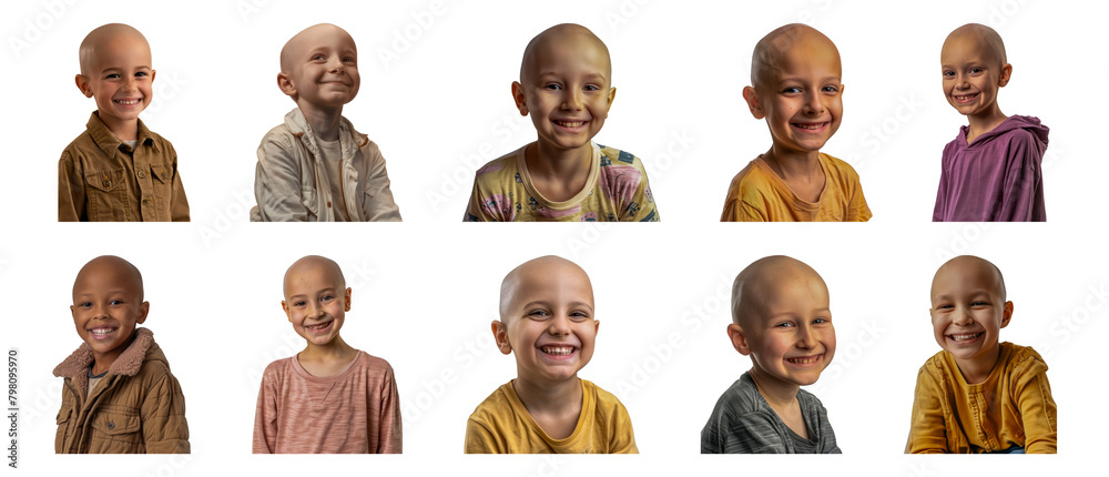 Bald child with cancer showcasing strength and smiles cut out png on ...