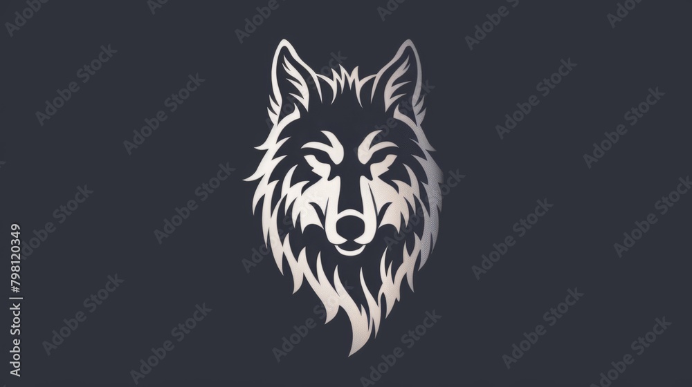 Wolf head icon: majestic wildlife symbol in detailed illustration ...