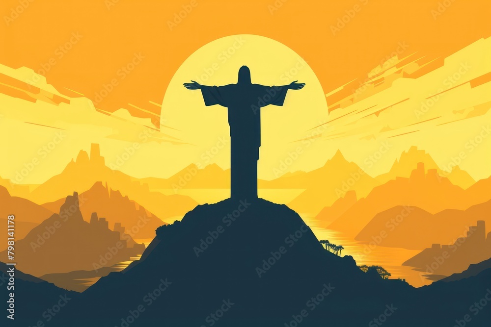 Brazil Christ the Redeemer symbol cross. Stock Illustration | Adobe Stock