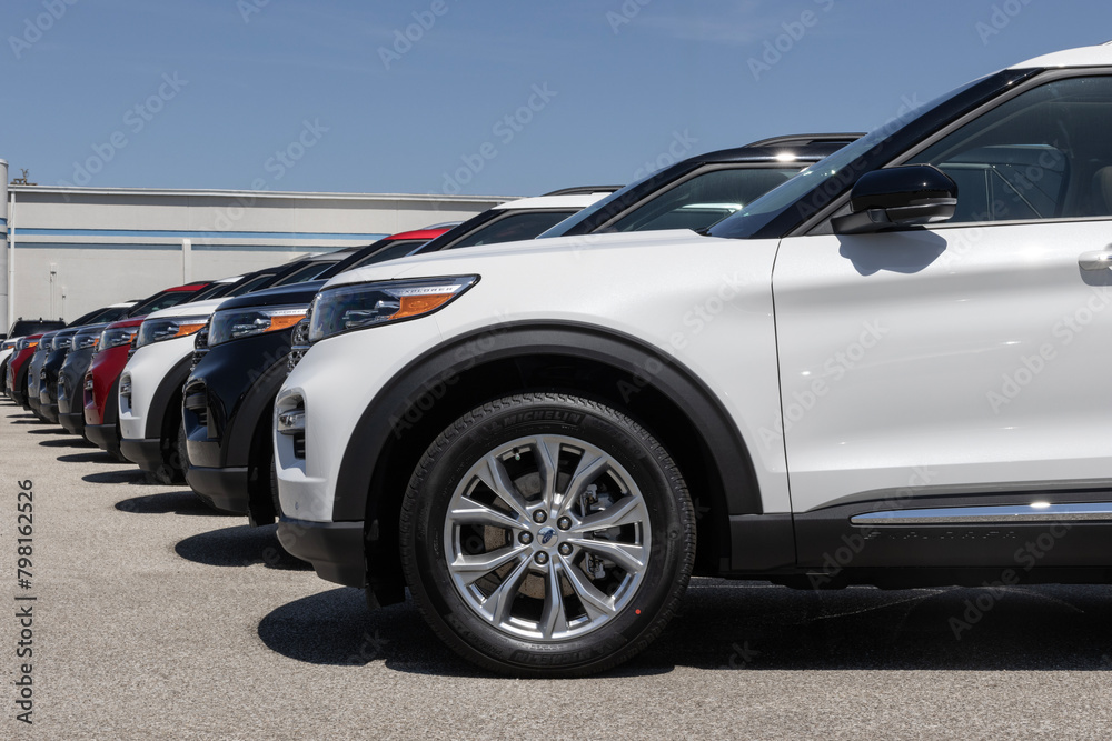 Ford Explorer display at a dealership. Ford offers the Explorer in XLT ...