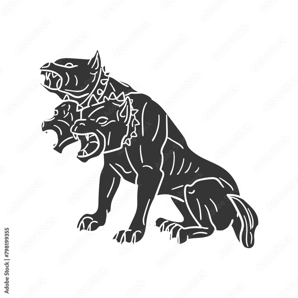 Cerberus Icon Silhouette Illustration. Ancient Creatures Vector Graphic ...