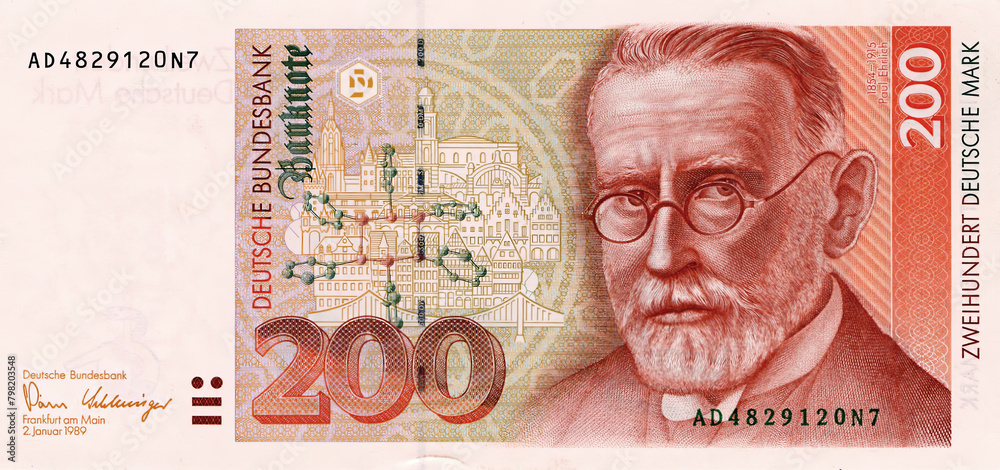 200 zweihundert deutsche Mark historisch alt Geldschein Banknote ...