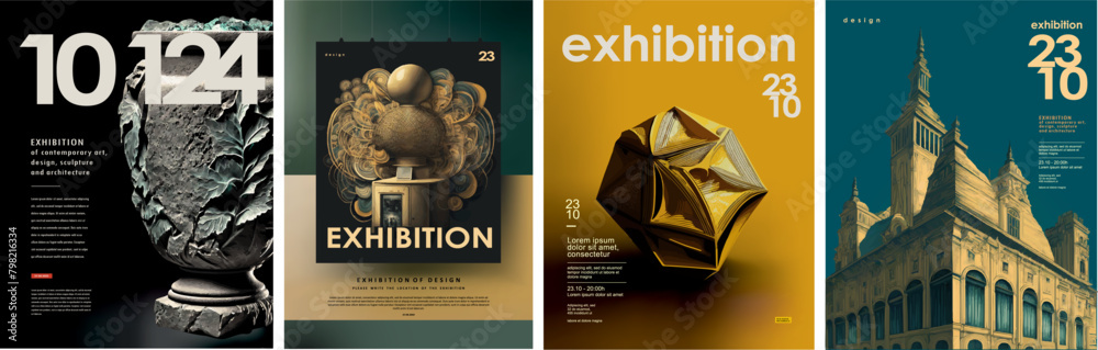 Posters for the exhibition of contemporary art, sculpture, architecture ...