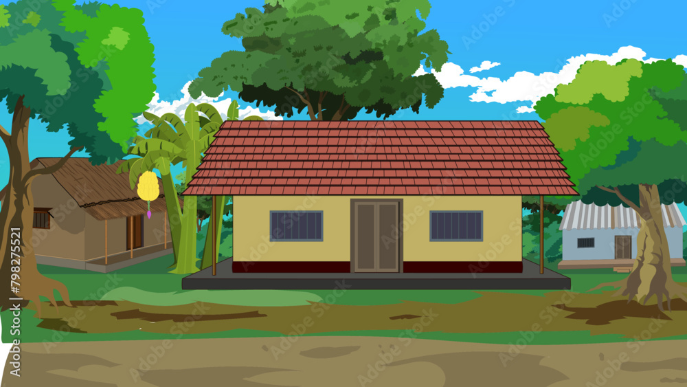 Indian village house background for cartoon animation, Indian style ...