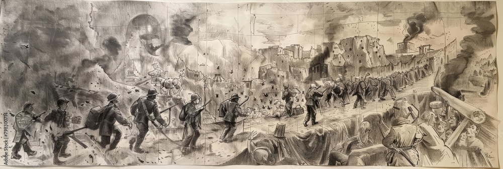 High school students sketch out historical events on a timeline, each ...