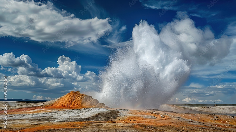 Geysers shoot hot water and steam into the air with great force. The ...