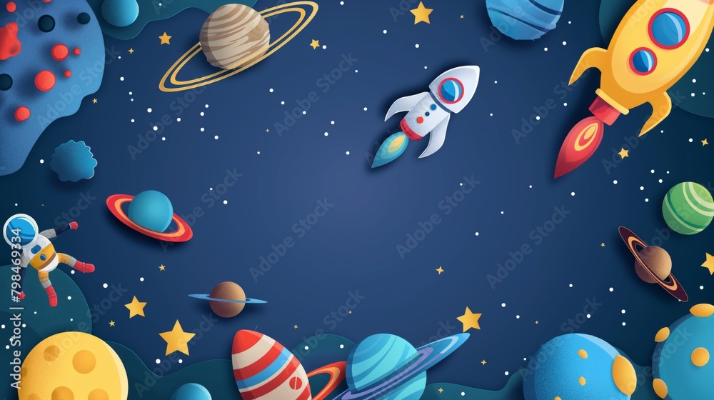 Kids Space Themed Background created with Generative AI Technology, ai ...