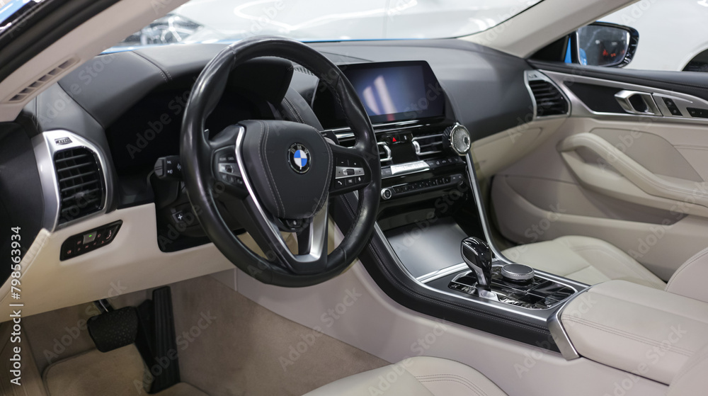 Interior of a car BMW 8 Series Gran Coupé M Automobiles (F93). Modern ...