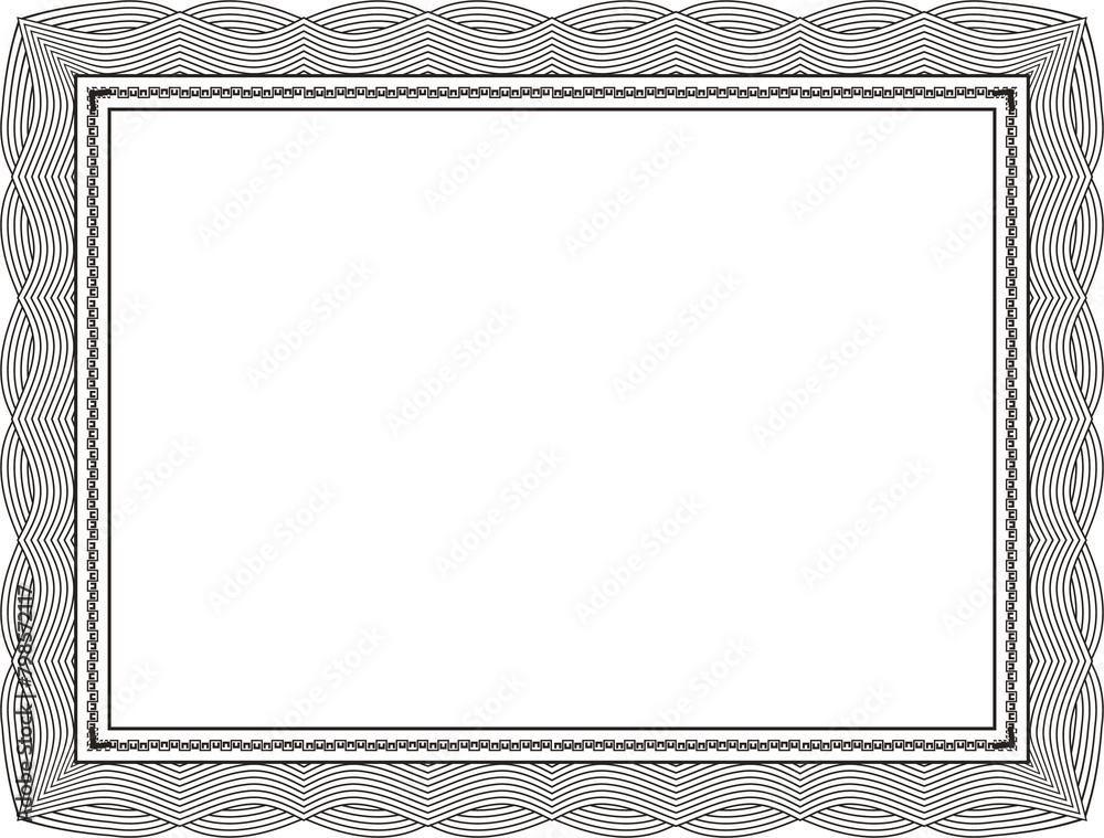 Hand Drawn Diploma Certificate Border Frame With Security Pattern PNG ...