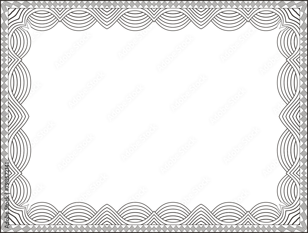 Hand Drawn Diploma Certificate Border Frame With Security Pattern PNG ...