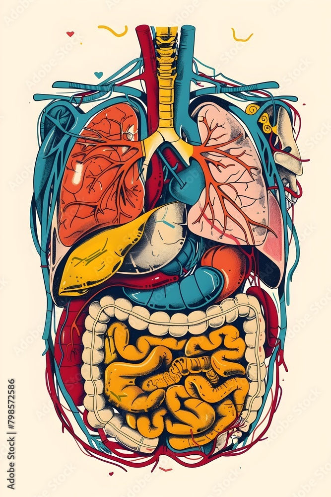 Detailed anatomical of the human body s internal organs and systems ...