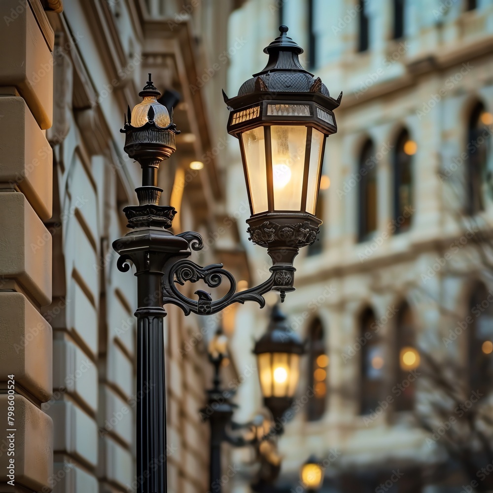Historical lamp post in front of a landmark building, showcasing ...