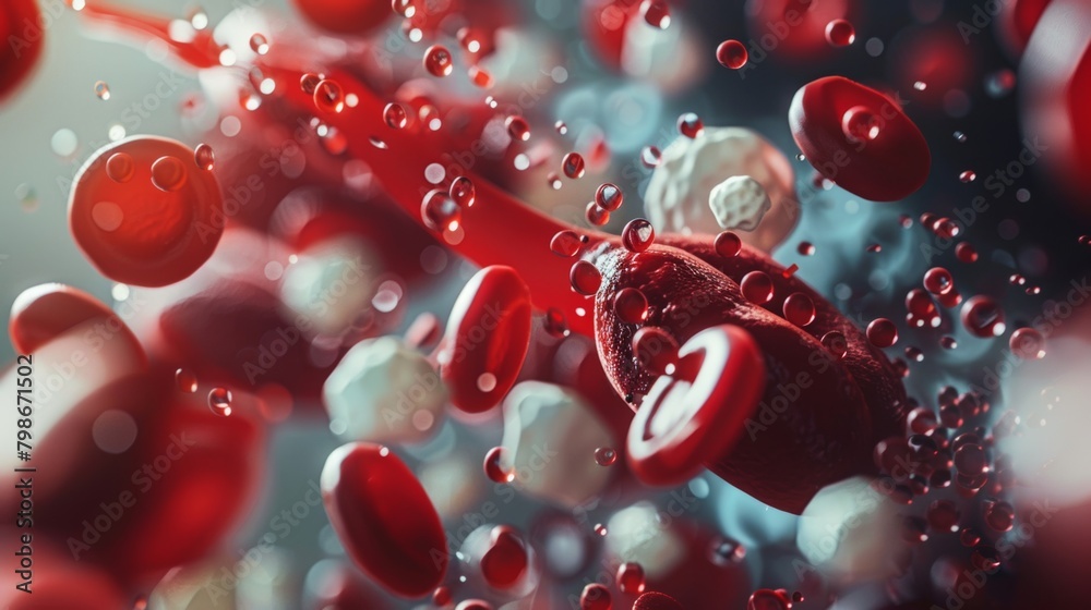 A detailed background featuring a human blood smear with red blood ...