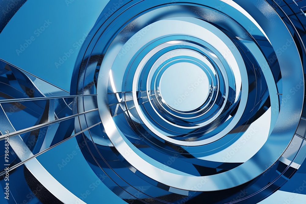 Blue Metallic Circle Chrome Architecture Design: Stunning Round Metal ...