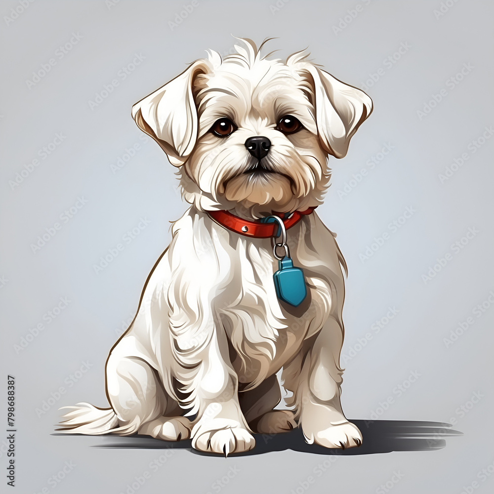 Maltese dog in cartoon style. Cute Maltese isolated on white background ...