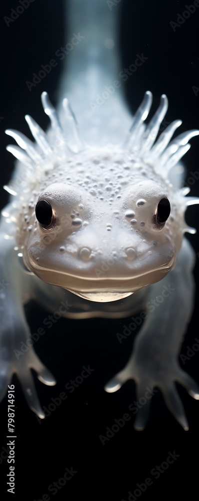 Albino axolotl, a rare and fascinating creature. Stock Photo | Adobe Stock