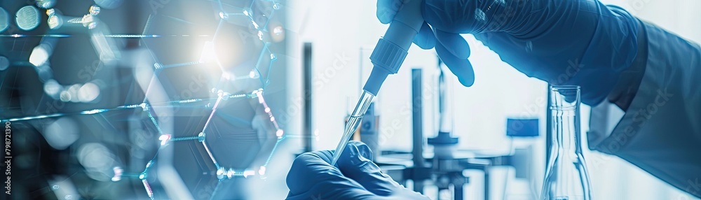Laboratory precision in drug formulation, close-up on scientists hands ...
