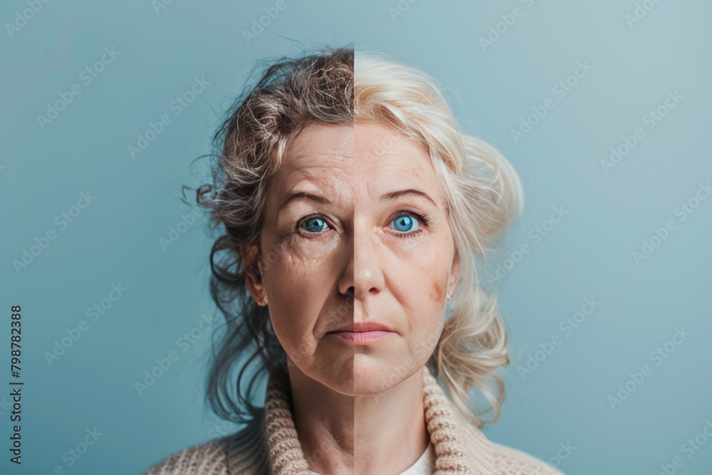 Grow old with vitality in mental wellness skin life double portrait ...