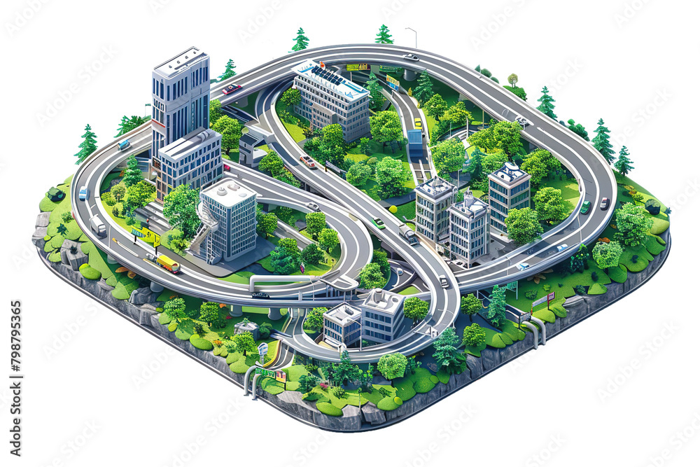 Map square, realistic environment diagram, freeway roads traffic etc ...