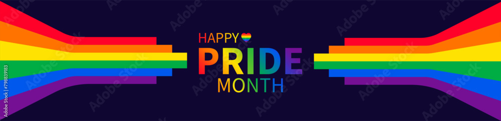 Pride month banner with LGBTQ pride flag. Lesbian Gay Bisexual ...