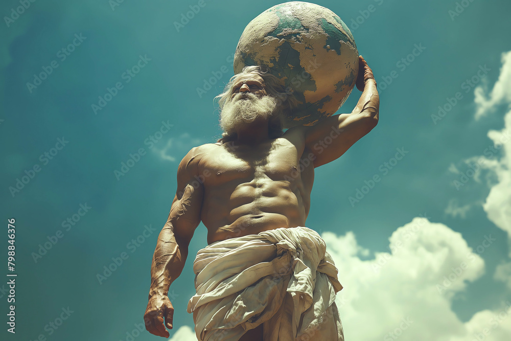 Illustration Stock atlas, the titan, holds the celestial globe, Gods ...