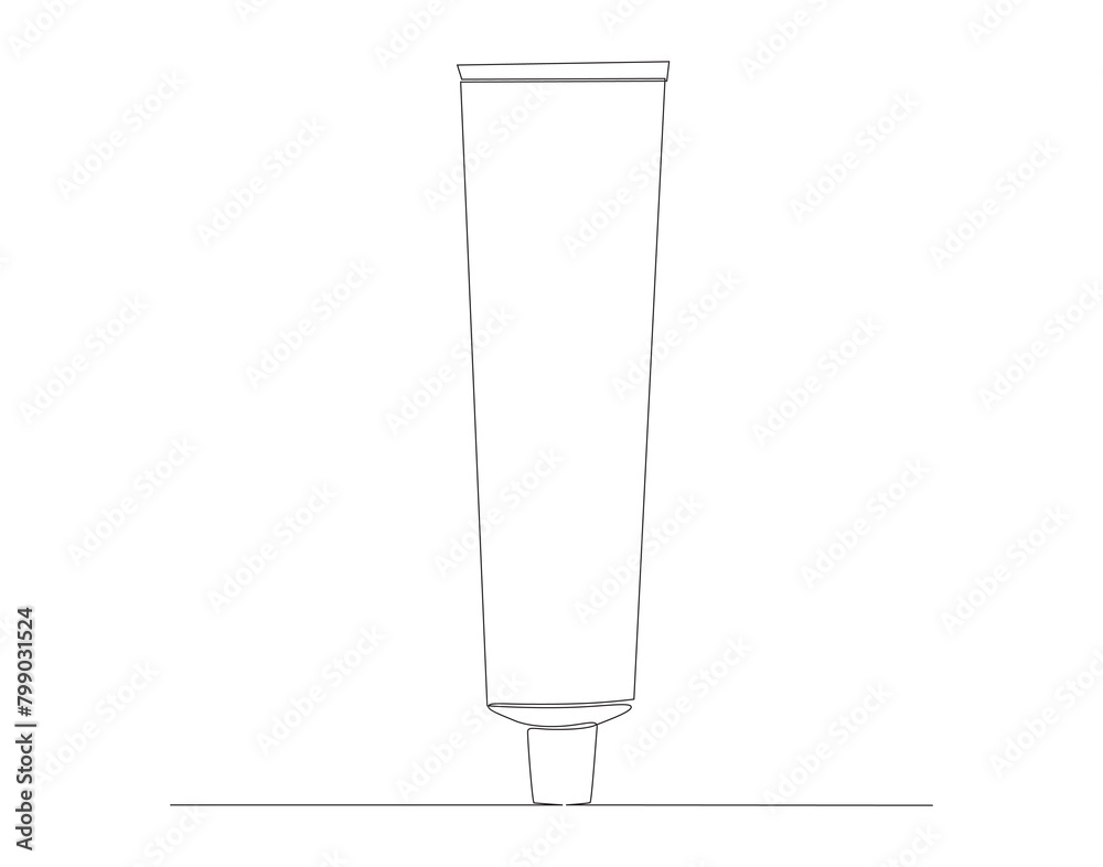 Continuous line drawing of toothpaste tube. One line of toothpaste ...