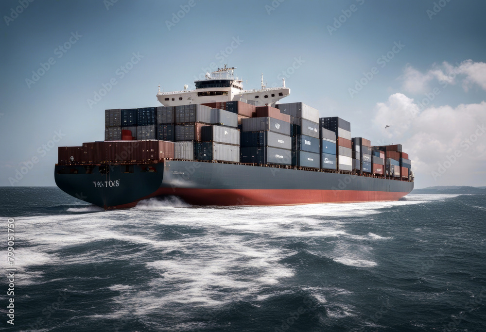 container grey ship big blue boat brand business cargo carrying ...