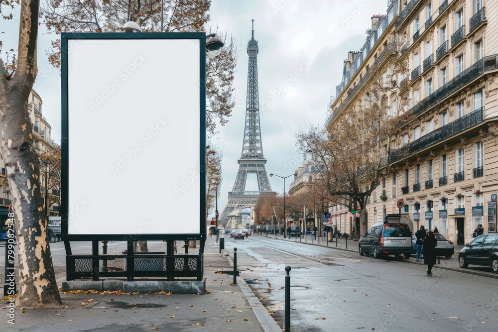 Empty Vertical space advertisement billboard for Olympic Games in Paris ...