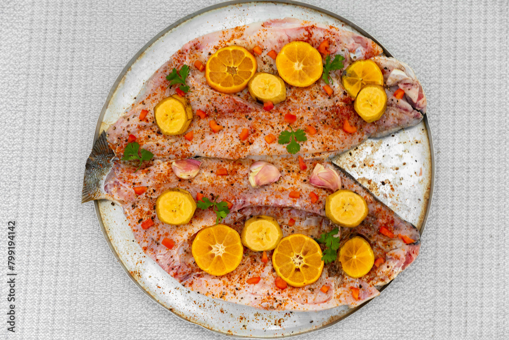 Fresh tropical fish Tambaqui (Colossoma macropomum) typical Brazilian ...