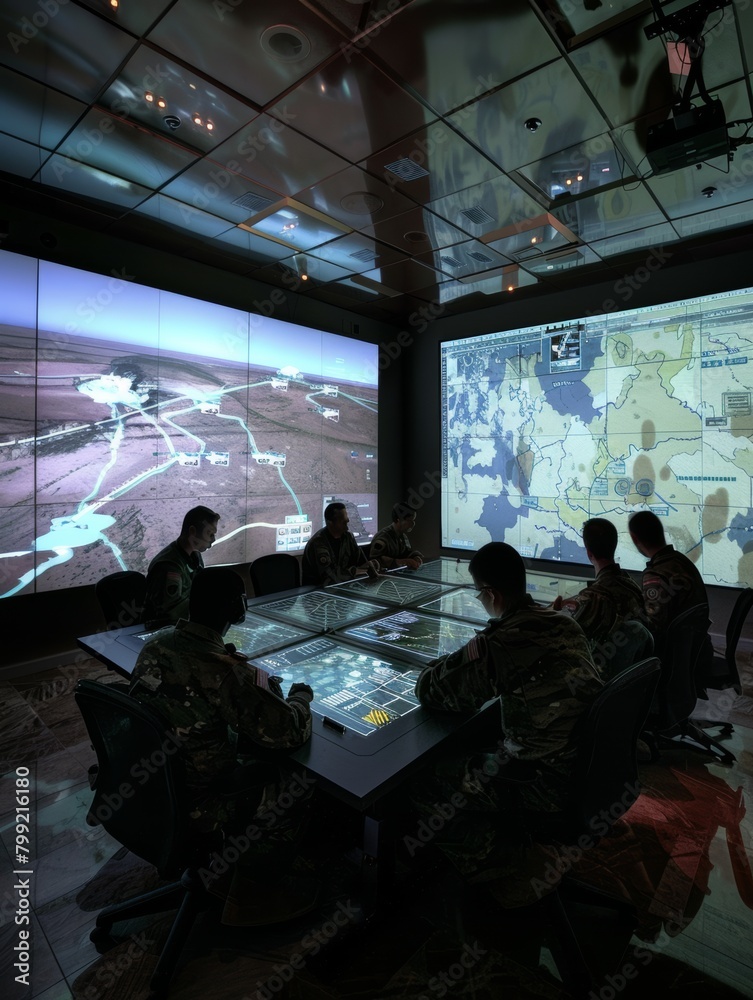 Military Officers Strategizing in War Room During Operation Planning ...