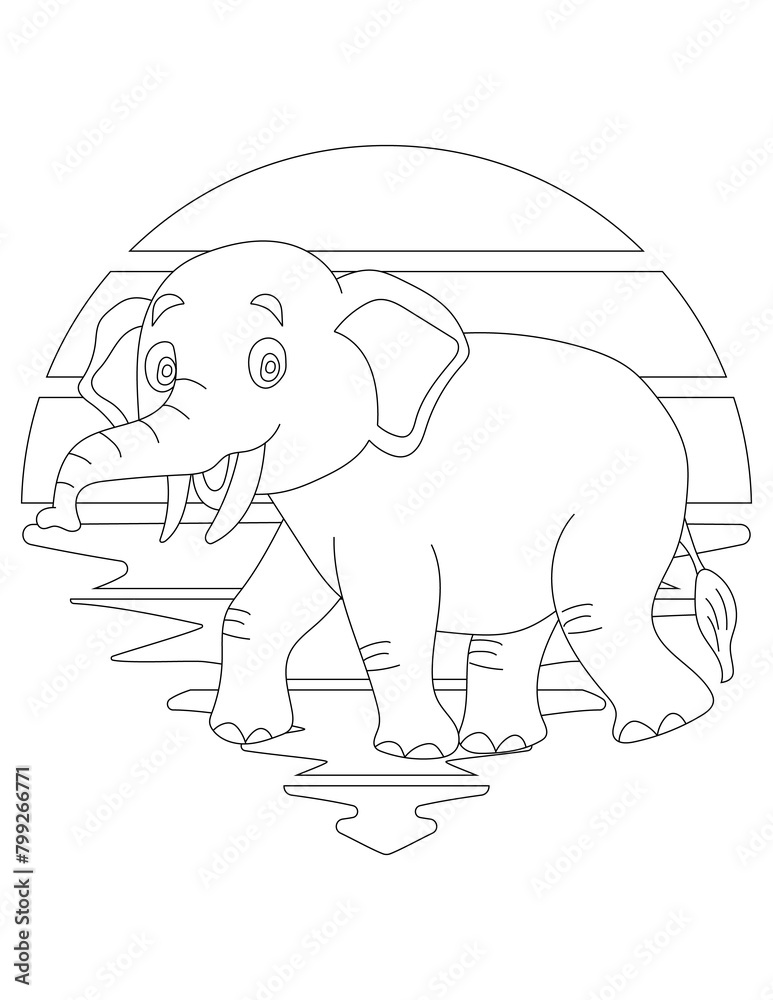 Elephant Coloring Page. Wild Animal Coloring Page for Kids Who love ...