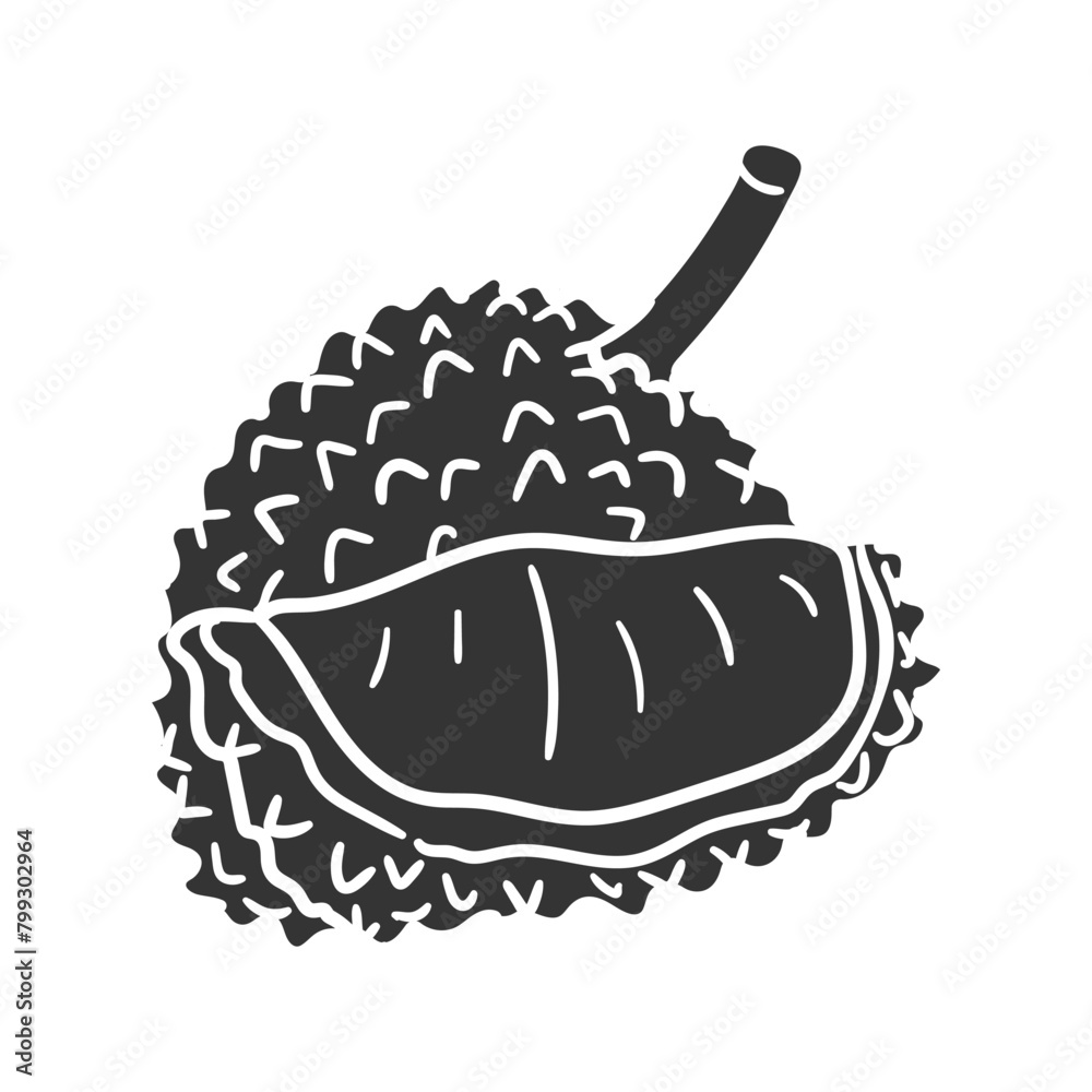 Durian Fruit Icon Silhouette Illustration. Exotic Food Vector Graphic ...
