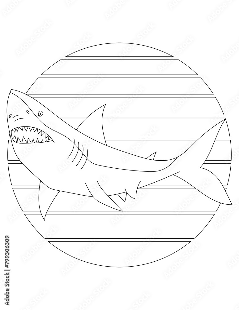 Shark Coloring Page. Aquatic Animal Coloring Page for Kids Who Love ...