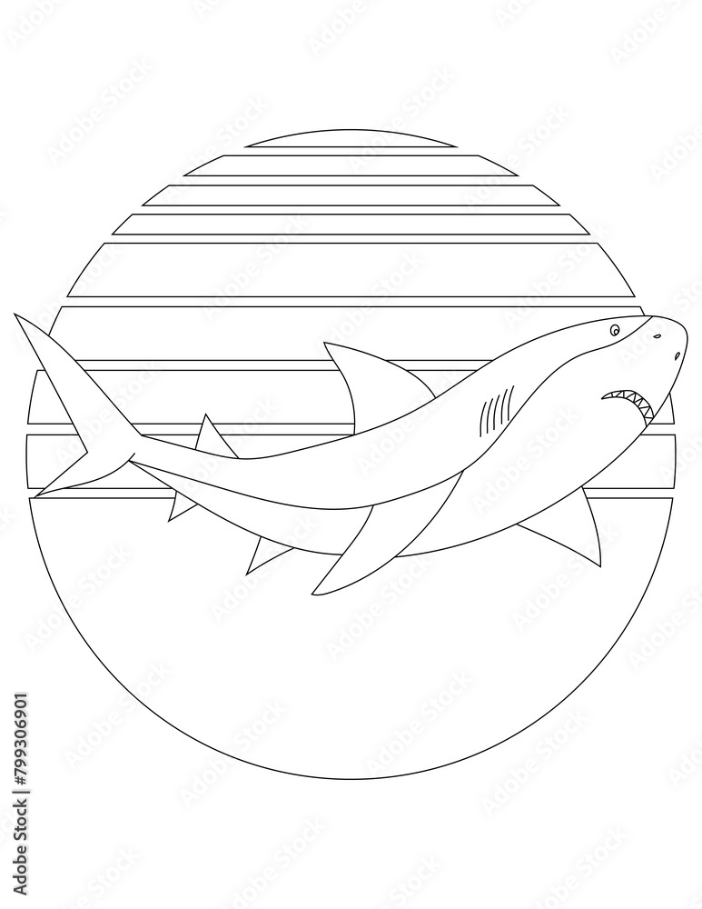 Shark Coloring Page. Aquatic Animal Coloring Page for Kids Who Love ...