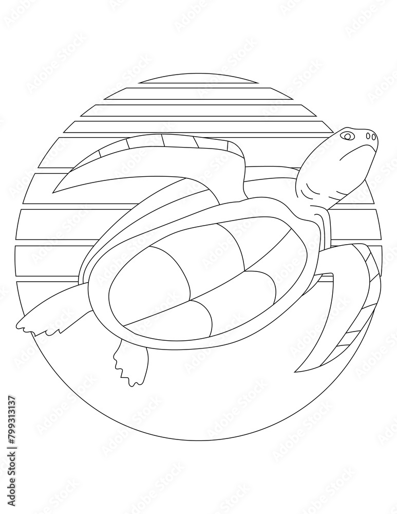 Sea Turtle Coloring Page. Aquatic Animal Coloring Page for Kids Who ...