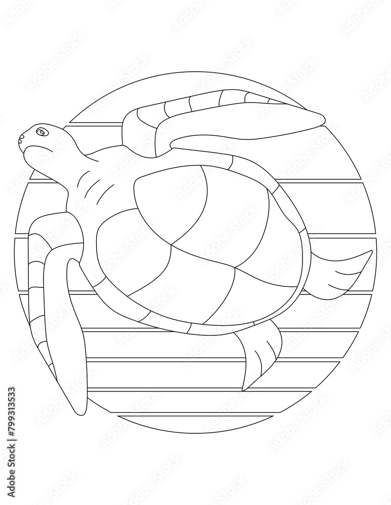 Sea Turtle Coloring Page. Aquatic Animal Coloring Page for Kids Who ...