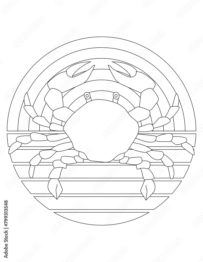 Crab Coloring Page. Aquatic Animal Coloring Page for Kids Who Love ...