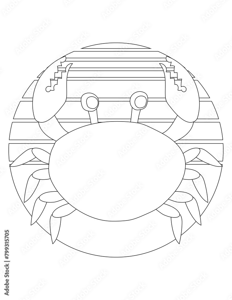 Crab Coloring Page. Aquatic Animal Coloring Page for Kids Who Love ...