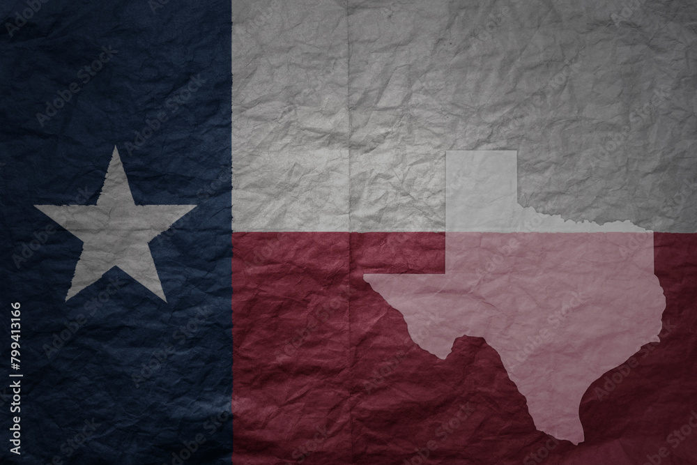 big national flag and map of texas state on a grunge old paper texture ...