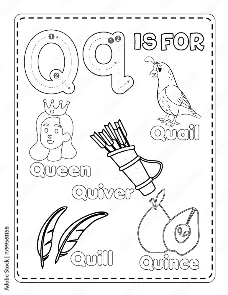 Ilustración de Stock Alphabet Q Coloring Pages,ABC Alphabet Q Coloring ...