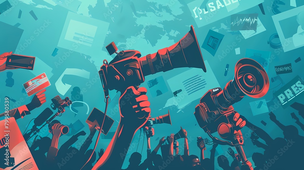 world press freedom day poster for the event is made with colors that ...