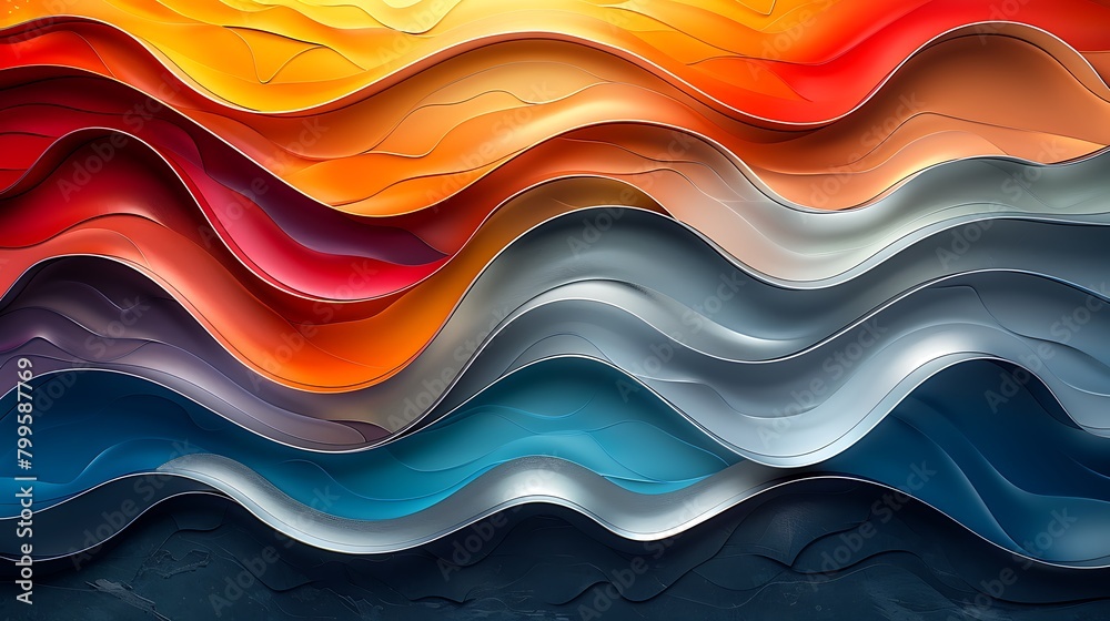 A visually striking abstract design of chromatic waves, showcasing ...