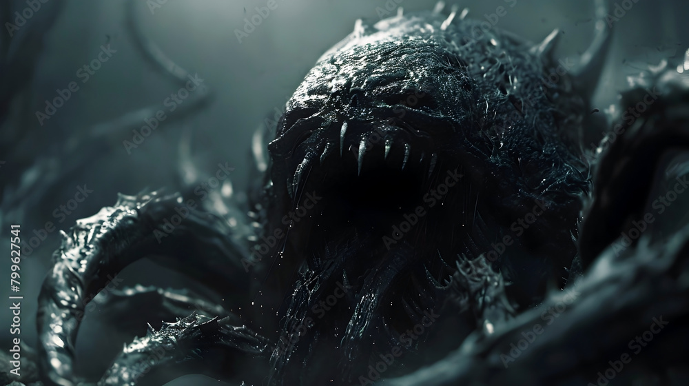 Stock-Illustration „Menacing Deep-Sea Creature Emerging from the Abyss ...