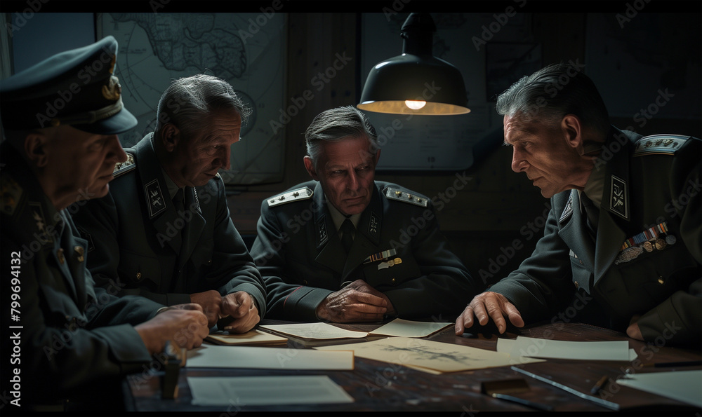 German officers in a meeting during WW2 Stock Photo | Adobe Stock