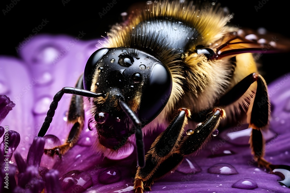 National Geographic Inspired: Hyper realistic Bee Portrait on Purple ...