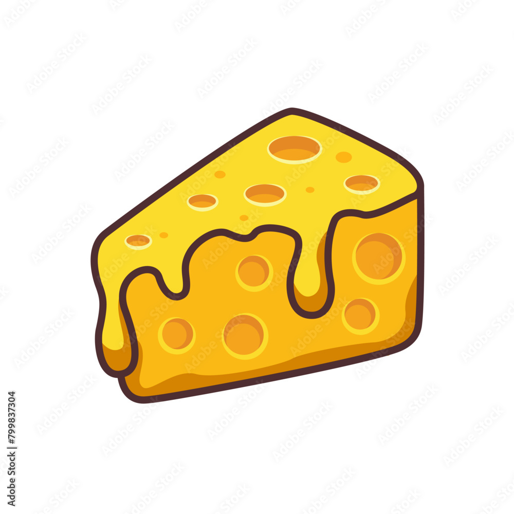 Cheese icons vector set in line, flat, and color style. Mozzarella ...