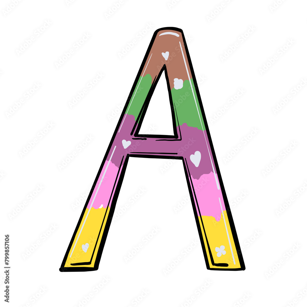 Letter A Colorful Scripted handwriting font styled graphic design PNG ...