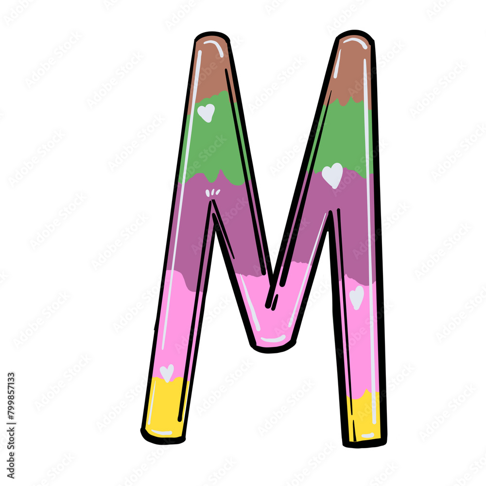 Letter M Colorful Scripted handwriting font styled graphic design PNG ...