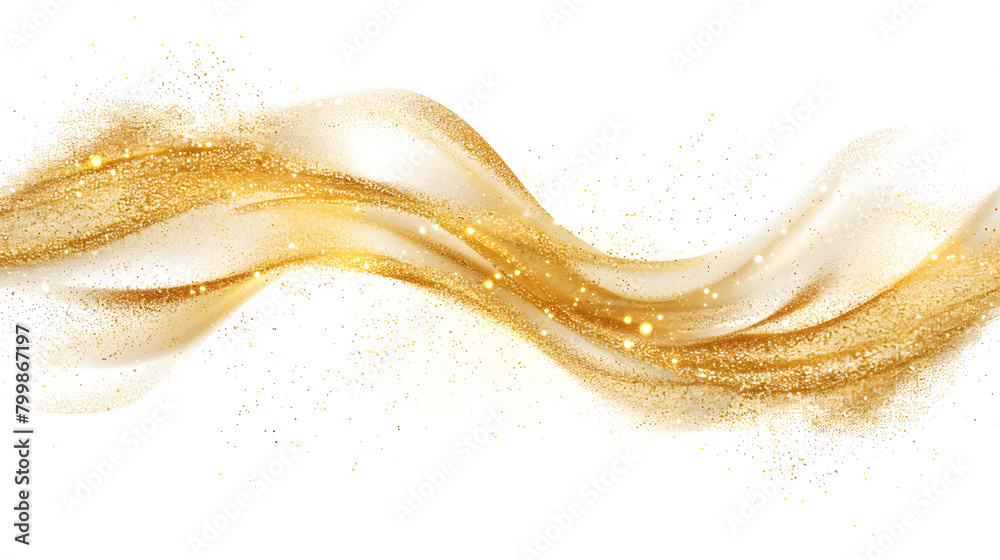 Golden glittering dust swirls on transparent background vector ...